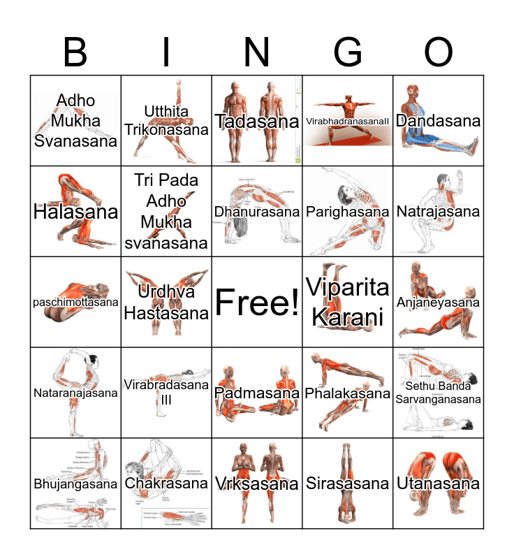 Yoga Bingo Card