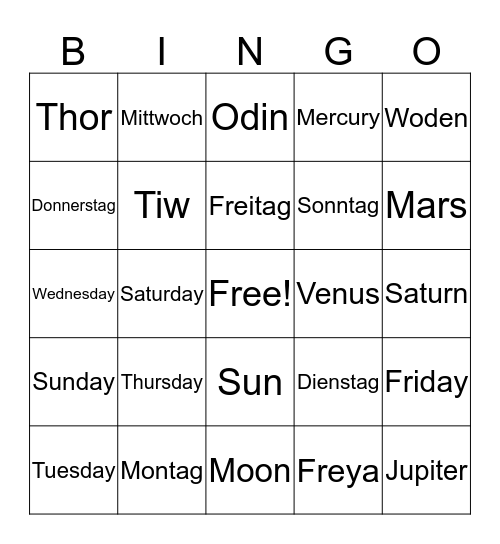 Mrs. Heal's German BINGO Card