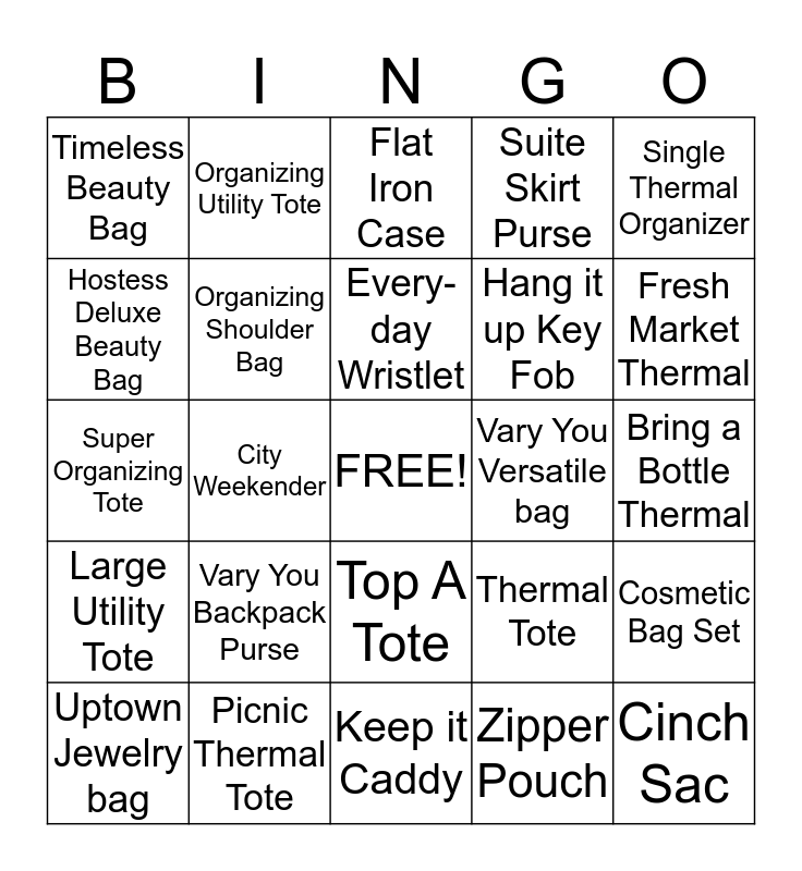 Thirty-one Bingo Card