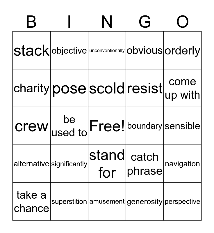 Unit 4. Think Beyond Bingo Card