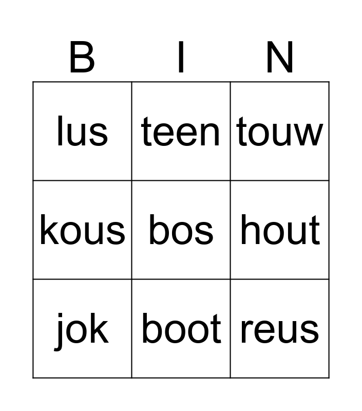 WoordBingo Card