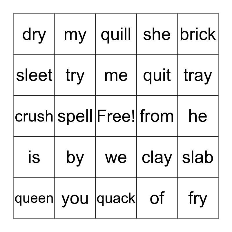 Sonday I Level 18 (Vowel Endings) Bingo Card