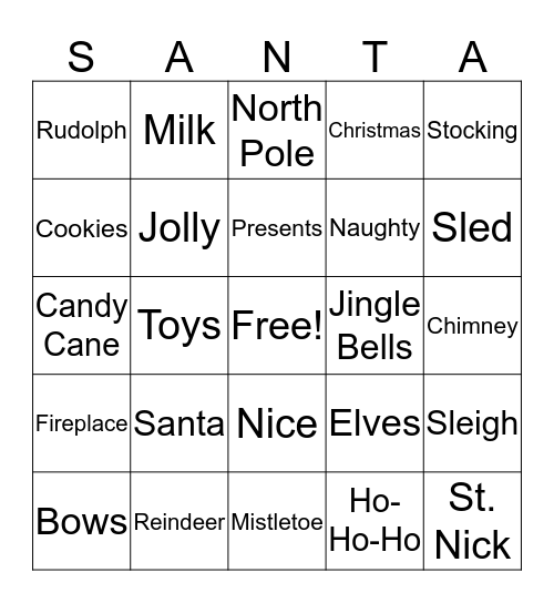 Santa Bingo Card