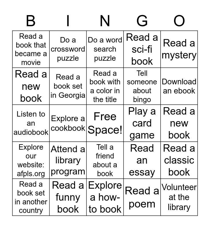 ROSWELL LIBRARY BOOK BINGO! Bingo Card