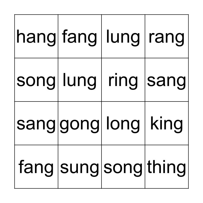 Grade 1 Fundations Unit 7 Bingo Card