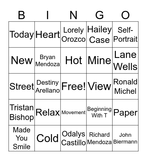 Yearbook Bingo Card