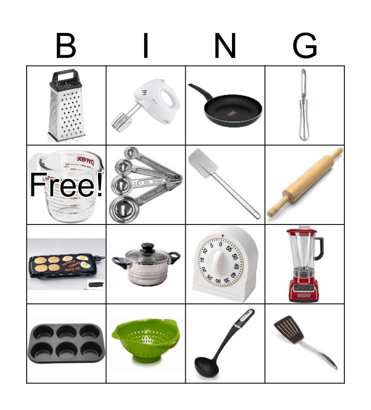 Kitchen Bingo Card