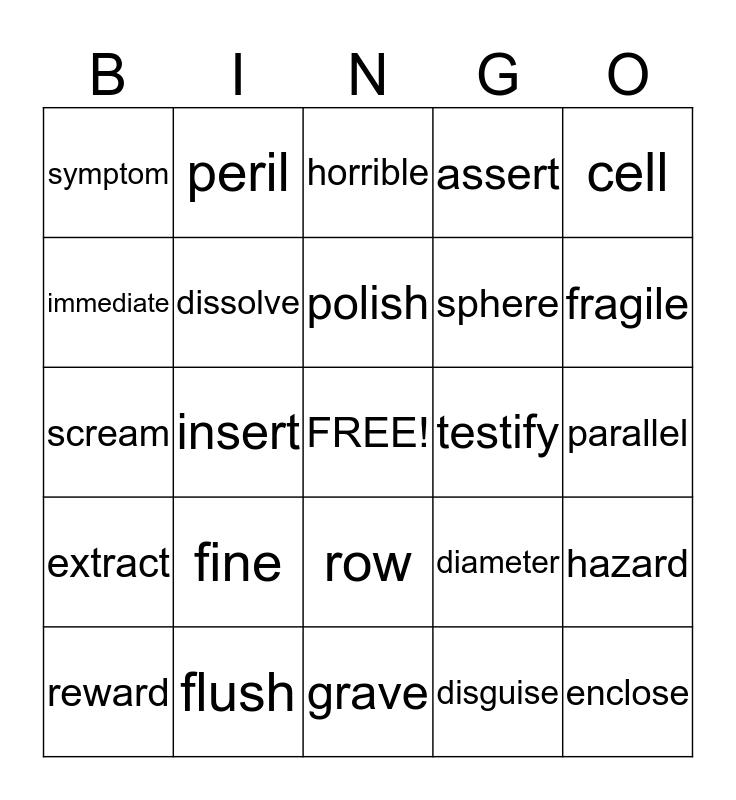 Eiken 2 kyu Vocabulary list #1 Bingo Card