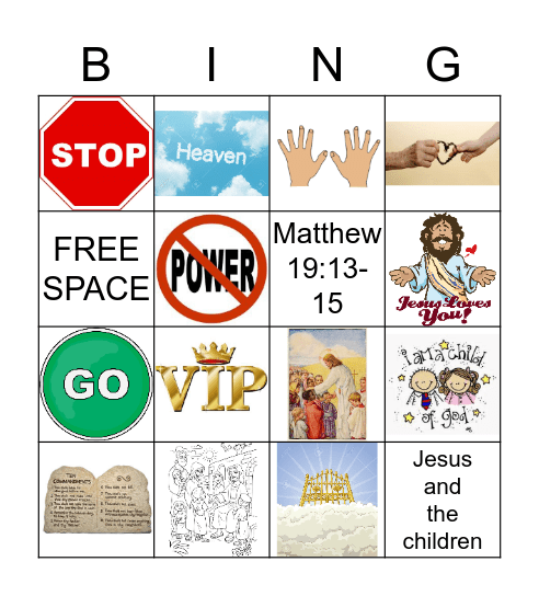 Jesus and the Children Bingo Card