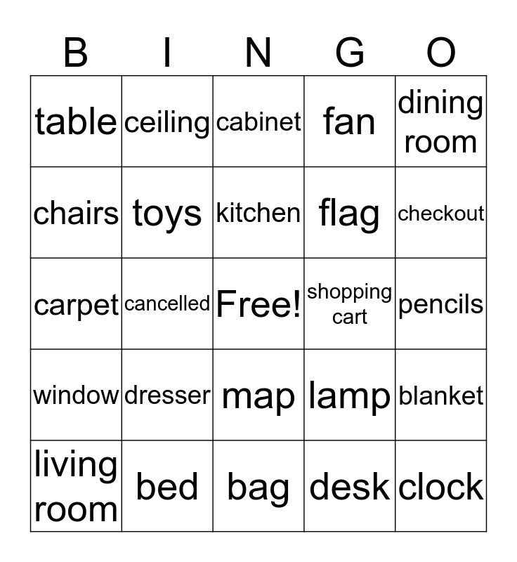VOCABULARY REVIEW Bingo Card