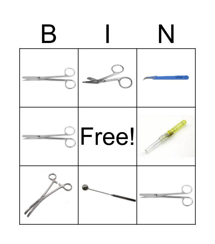 Instrument Identification Bingo Card