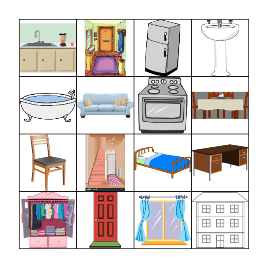 Parts of the House/Furniture Bingo Card