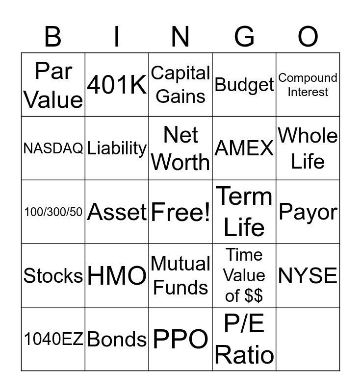 Welcome to Personal Finance! Bingo Card