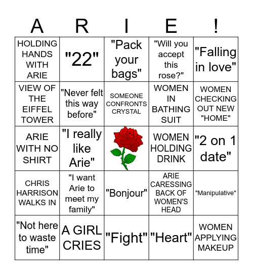 Bachelor Bingo Bingo Card