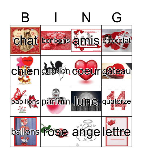 Bingo de St-Valentin Bingo Card