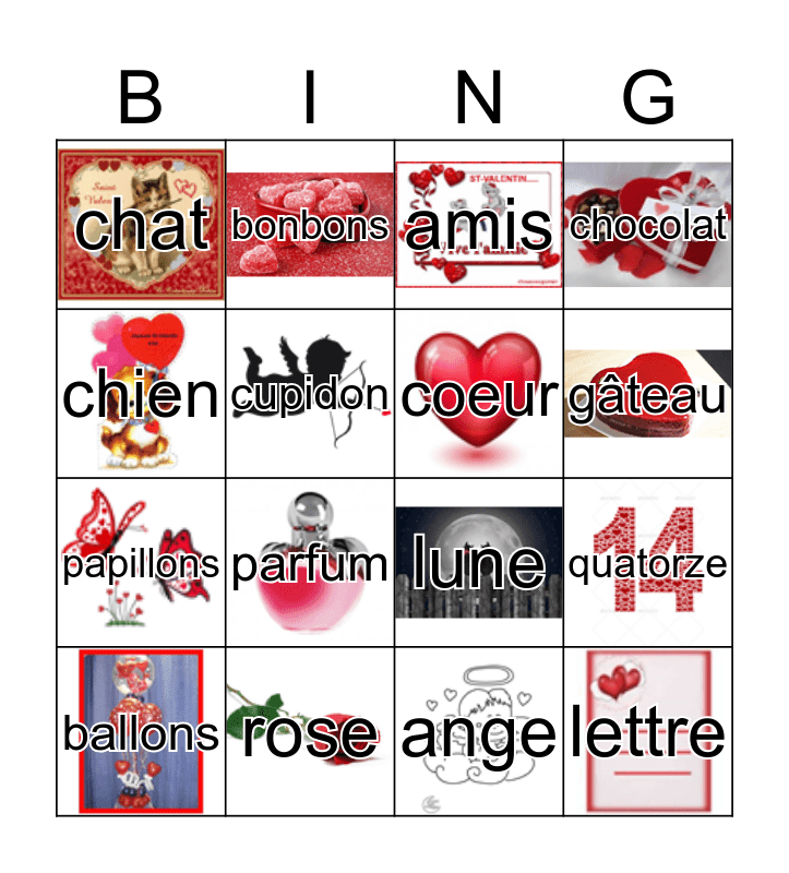 Bingo de St-Valentin Bingo Card