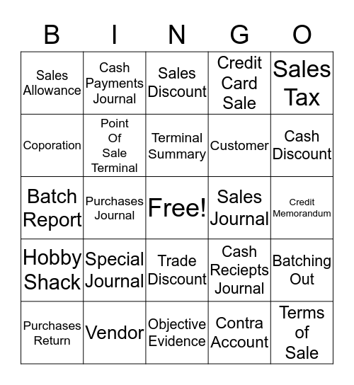 Accounting Chapter 10 Bingo Card
