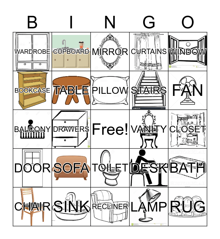 Furniture Bingo Card