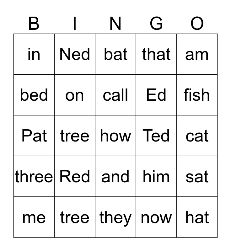 Hop On Pop Bingo Card