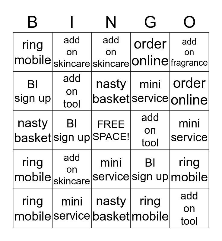 SHINGO Bingo Card