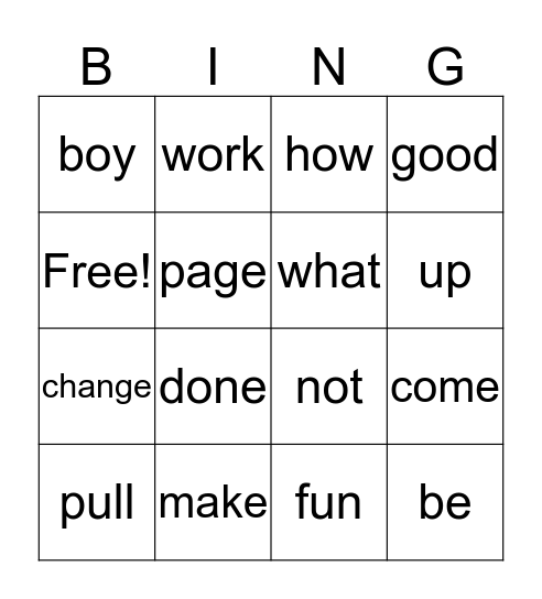 Unit 1 - 1st grade Bingo Card