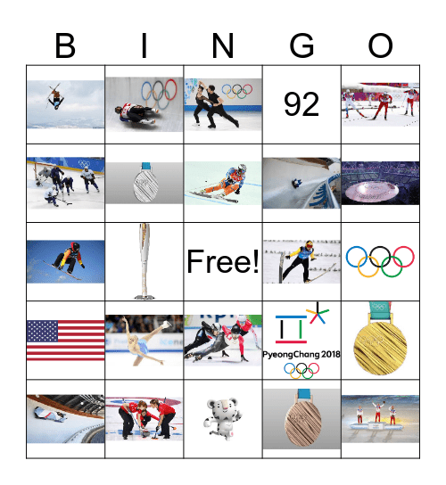 Winter Olympics 2018 BINGO Card
