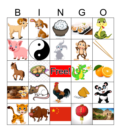 Chinese New Year's Bingo Bingo Card