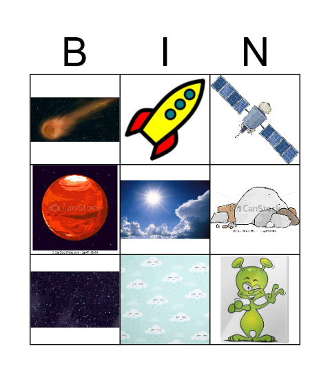 Ruimte Bingo Card