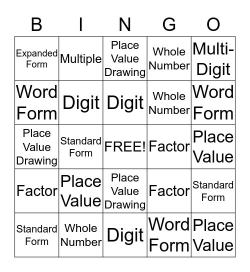 Vocabulary Village Bingo Card
