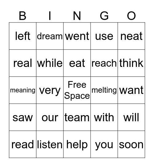 Letterland Bingo Card