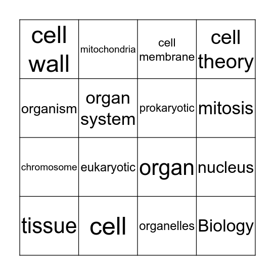 Cells, Roots, Stems Bingo Card