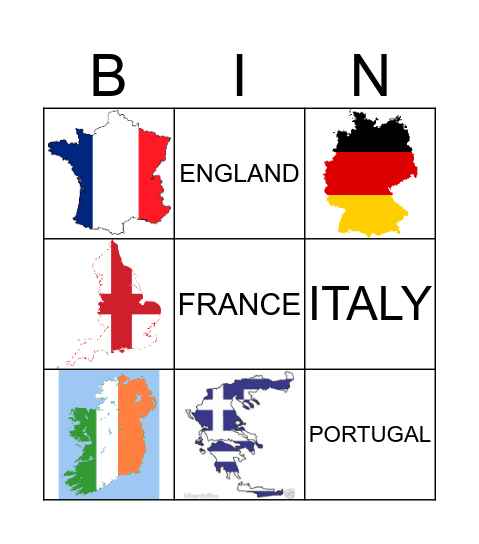 Countries & Nationalities Bingo Card