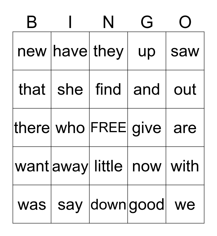 Sight Word Bingo (Set 3) Bingo Card