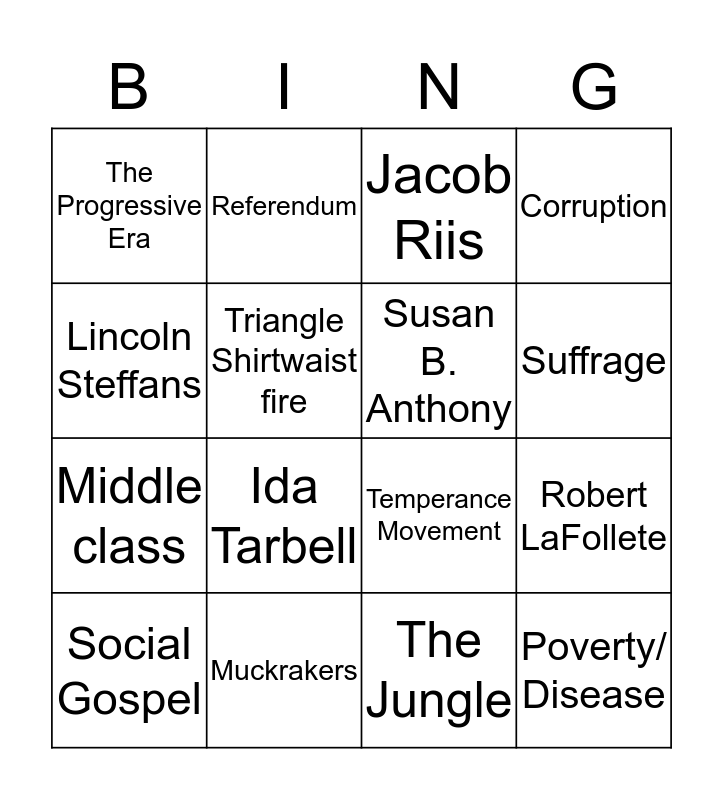 The Roots of progressivism Bingo Card