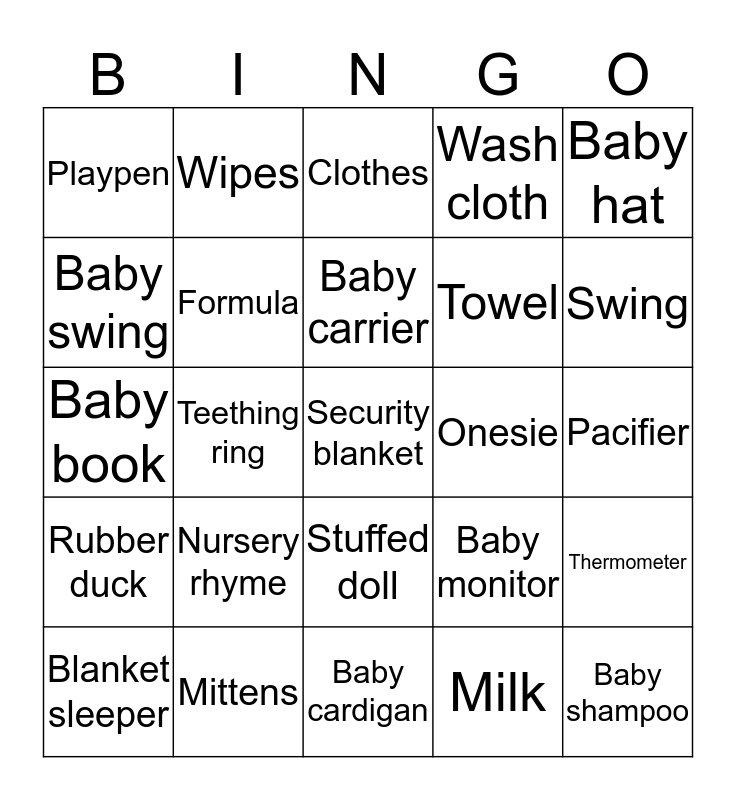 Baby James Bingo Card