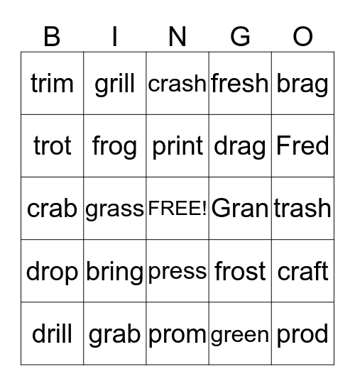R Blend Word Cards