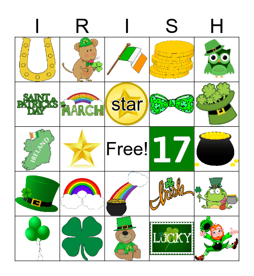 St. Patricks Day Bingo Card