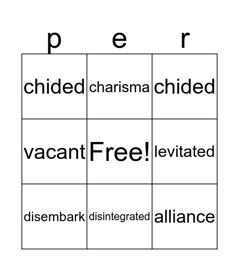 Ch. 11-22 The lightning Thief Vocabulary Bingo Card