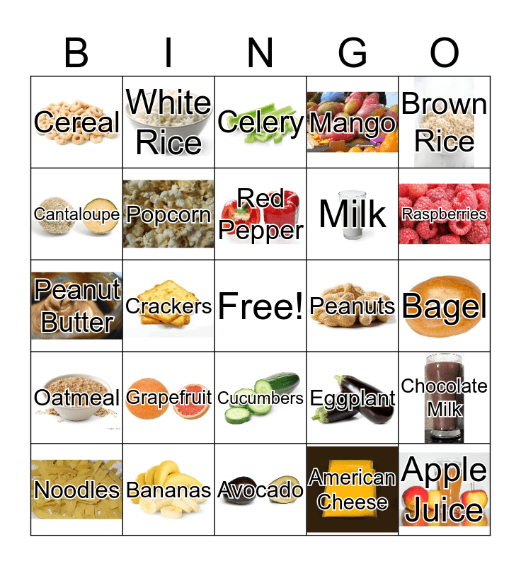 Healthy Eating Bingo Card