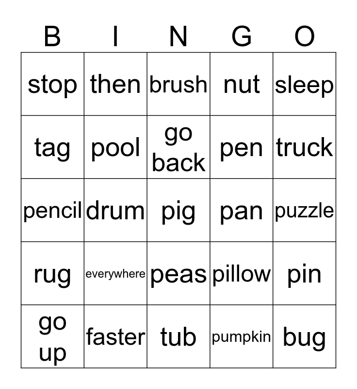 Wordlist 3 Bingo Card