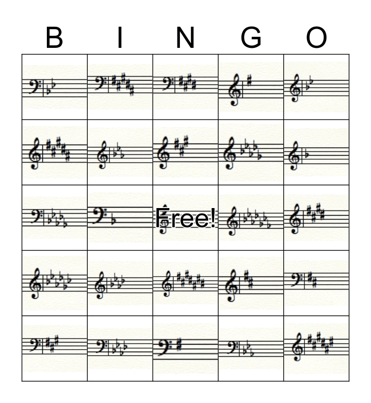 Play Major Key Signature Bingo! Online | BingoBaker