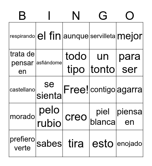 Casi Ch 5 Vocab Bingo Card