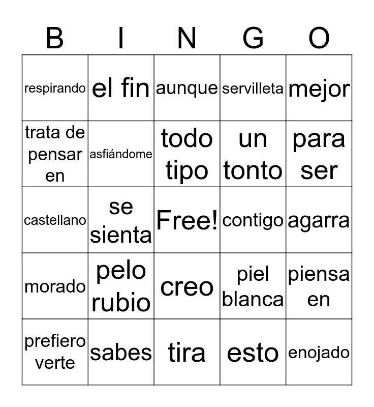 Casi Ch 5 Vocab Bingo Card