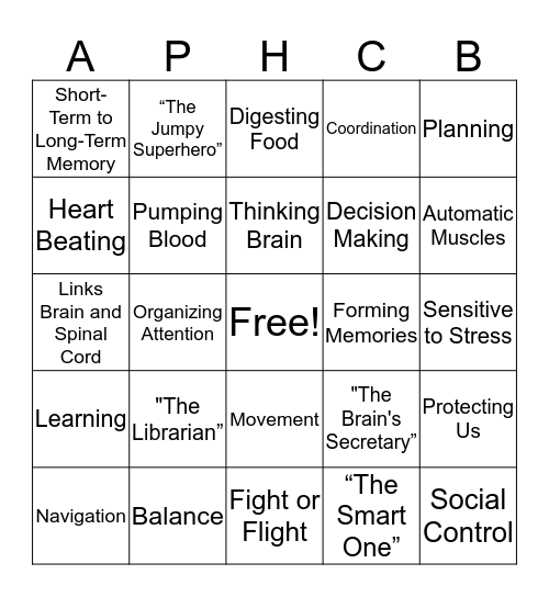 Brain Bingo Card
