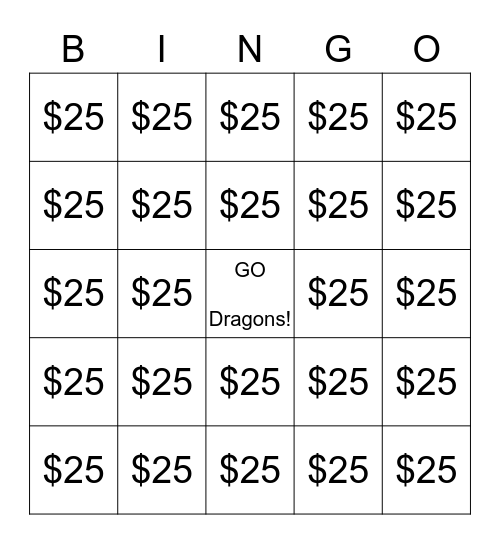 1 GIFT OF $25! Bingo Card