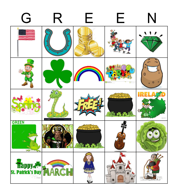 St. Patrick's Day Bingo Card