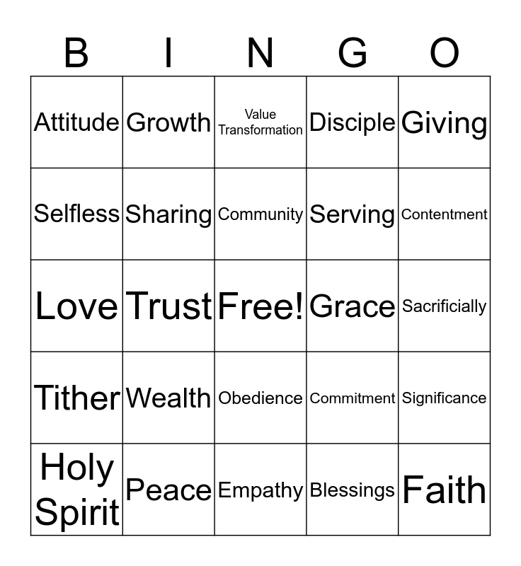 JUST AND GENEROUS Bingo Card