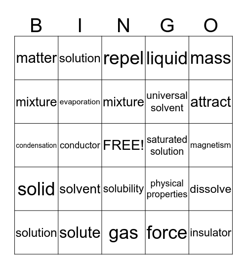 Physical Science 1 Bingo Card