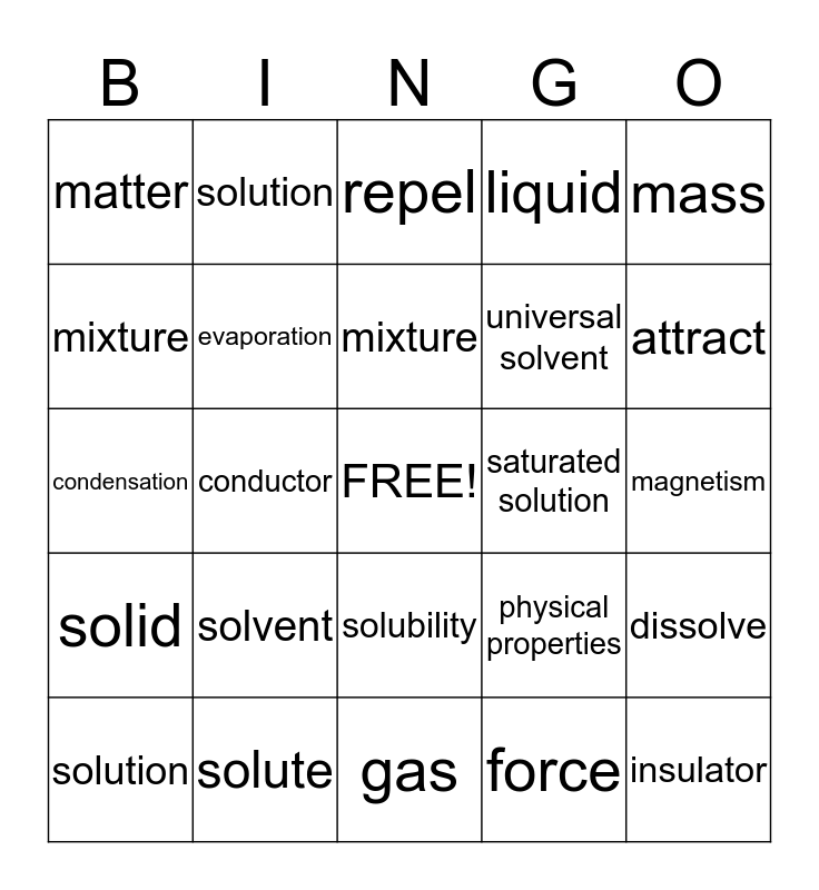 Physical Science 1 Bingo Card