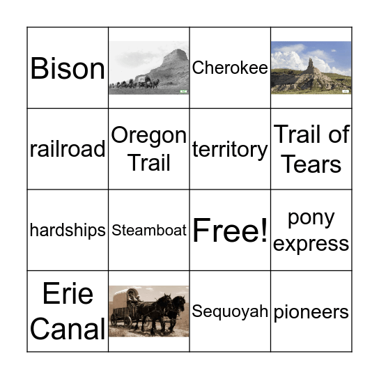 Westward Expansion Bingo Card